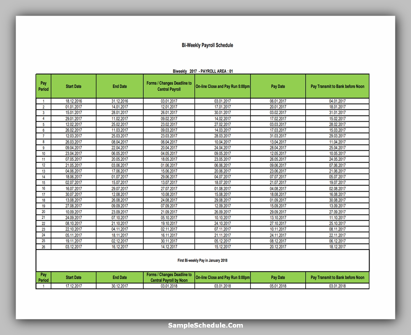 10+ Amazing Payroll Schedule Template - sample schedule