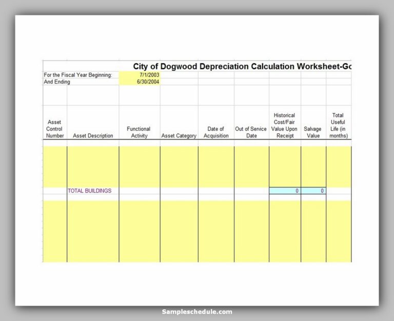 27+ Sample Depreciation Schedule – sample schedule