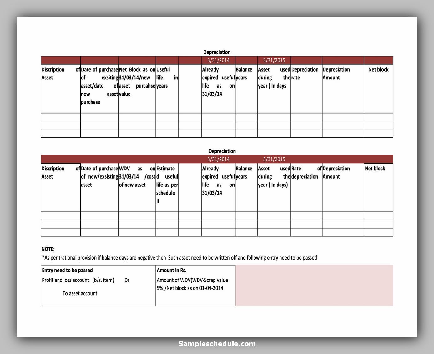 27+ Sample Depreciation Schedule – sample schedule