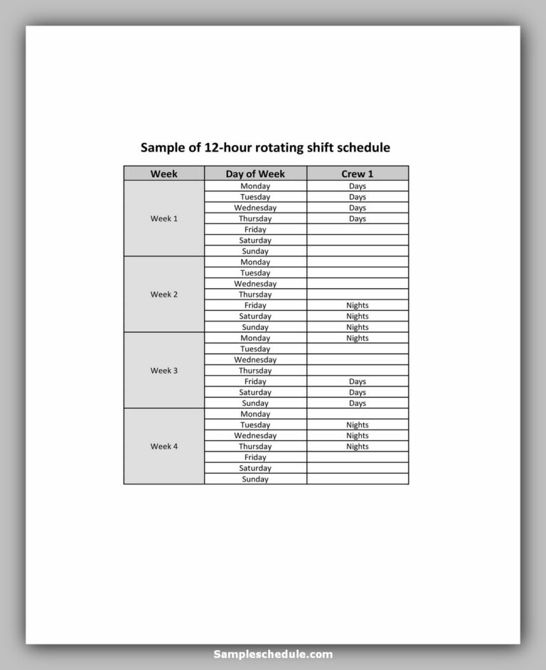 20 DuPont Shift Schedule Free – sample schedule