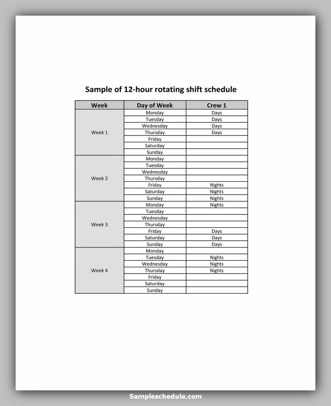 20 DuPont Shift Schedule Free - sample schedule