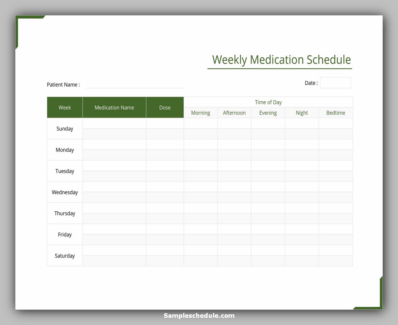 26+ Free Medication Schedule Template - sample schedule