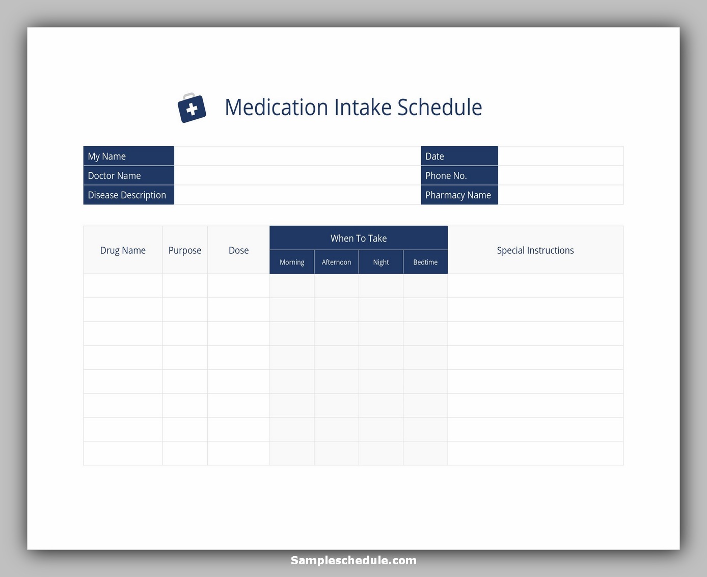 26+ Free Medication Schedule Template - sample schedule