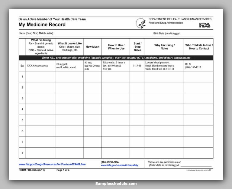26+ Free Medication Schedule Template – sample schedule