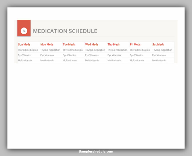 26+ Free Medication Schedule Template - sample schedule