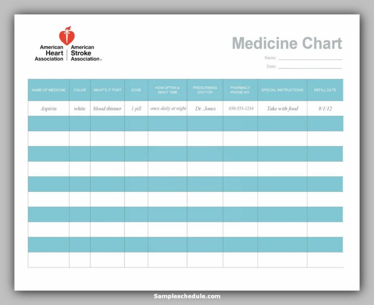 26+ Free Medication Schedule Template – sample schedule