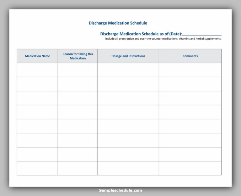 26+ Free Medication Schedule Template - sample schedule