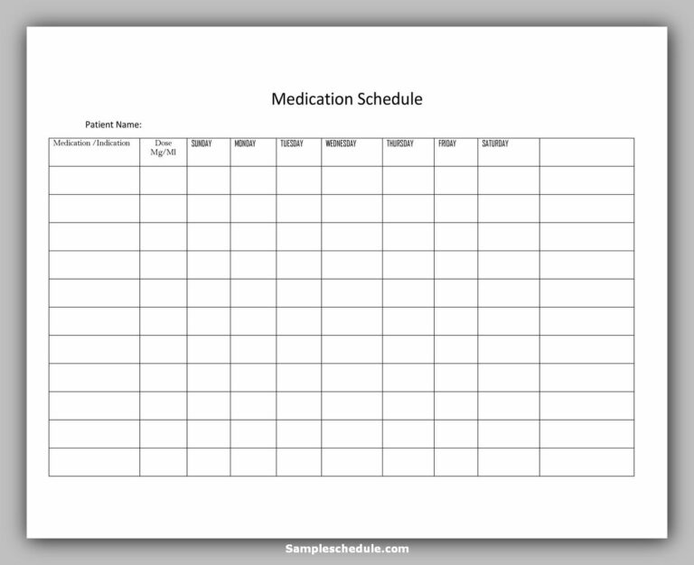 26+ Free Medication Schedule Template - sample schedule