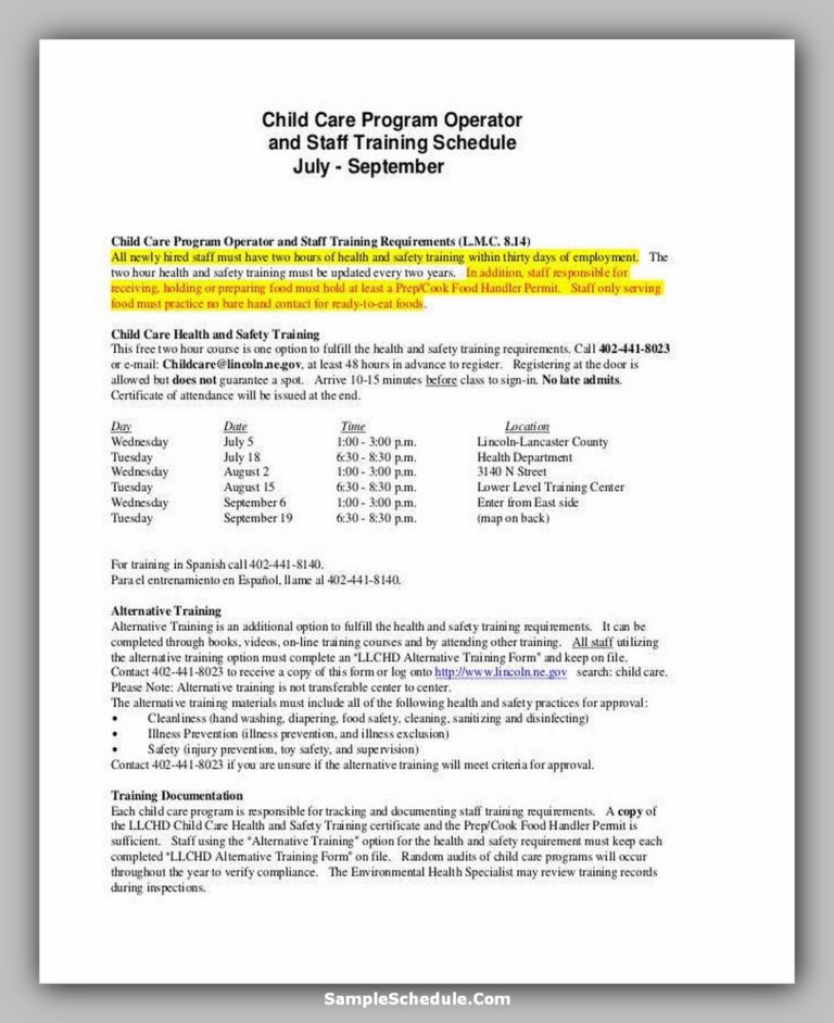9+ Nurse Schedule Template & Example – sample schedule