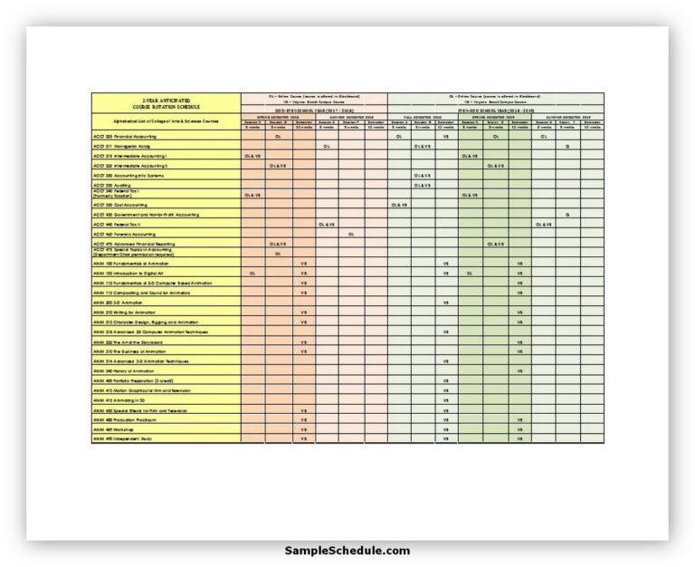 51 Free Rotation Schedule Template - sample schedule