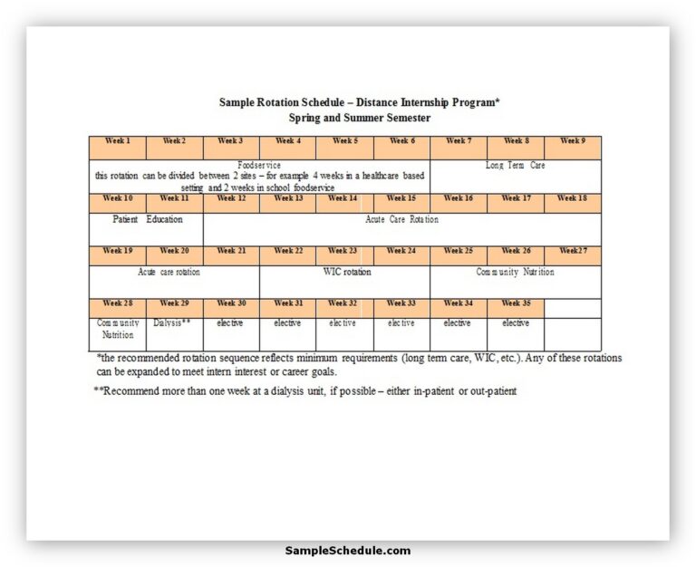 51 Free Rotation Schedule Template – sample schedule