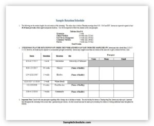 51 Free Rotation Schedule Template - sample schedule