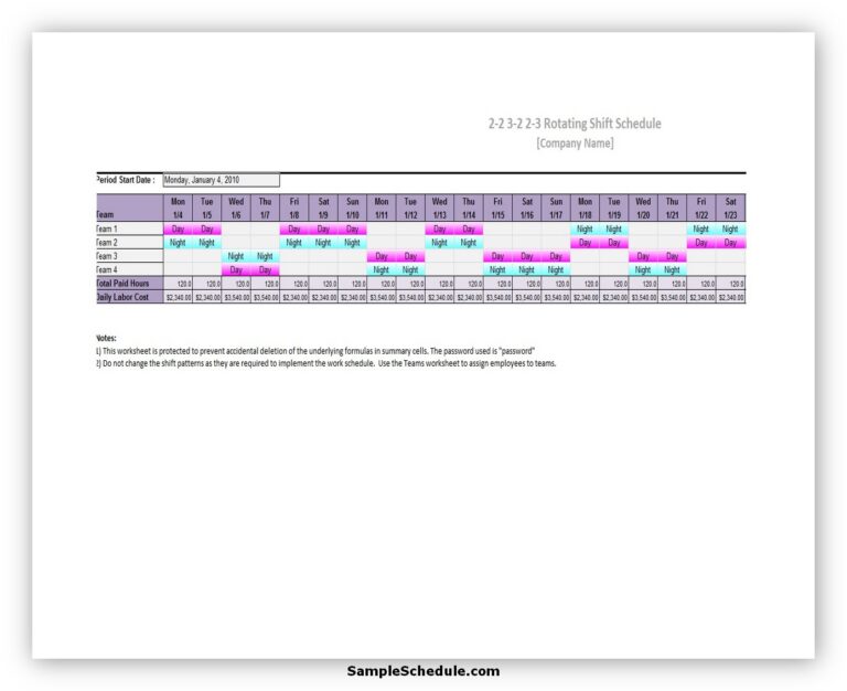 51 Free Rotation Schedule Template Sample Schedule