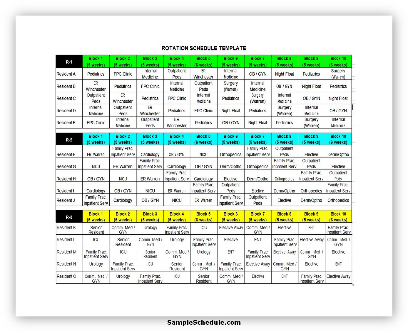 51 Free Rotation Schedule Template - sample schedule