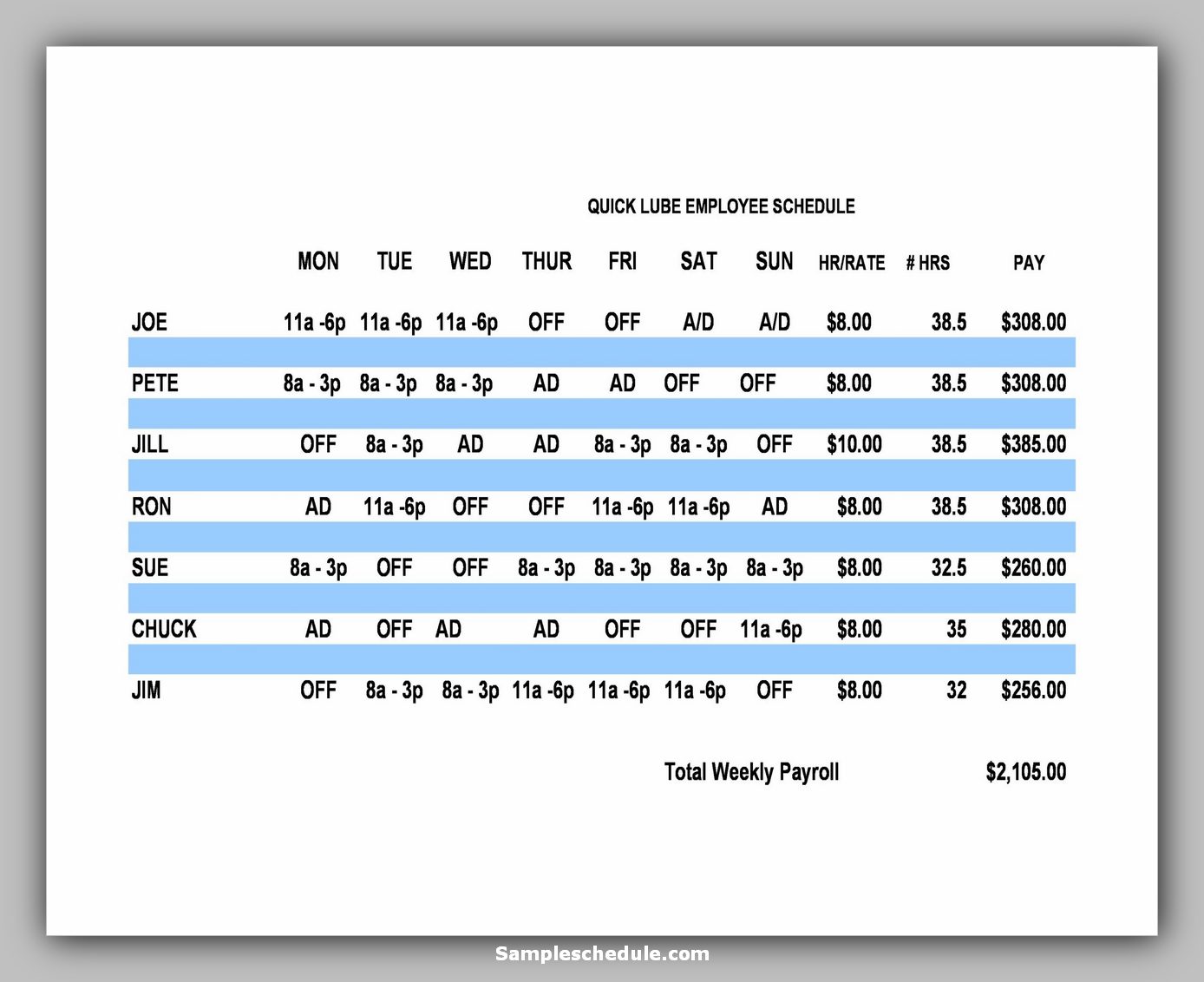 20 Sample Employee Schedule