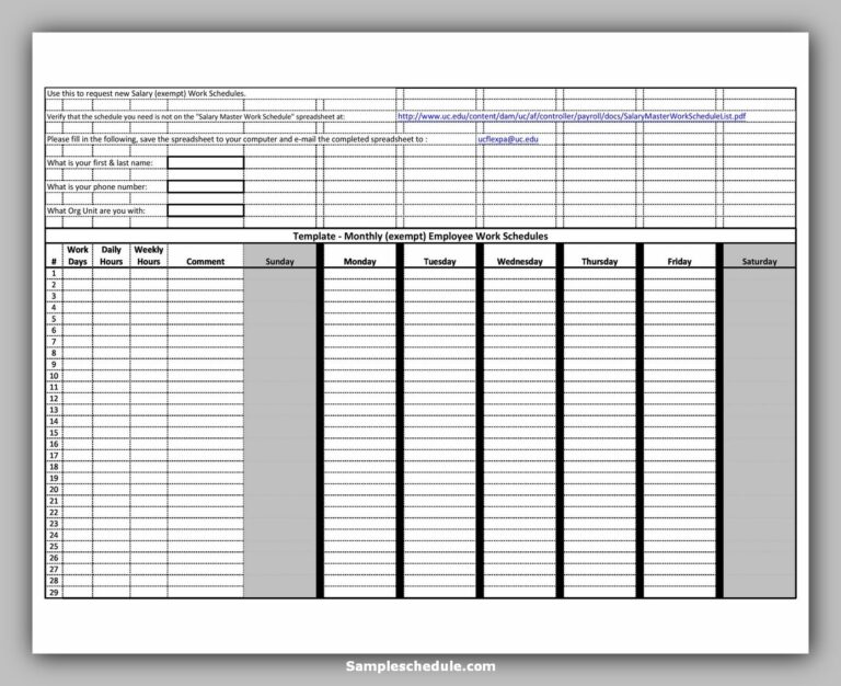 20 Sample Employee Schedule – sample schedule