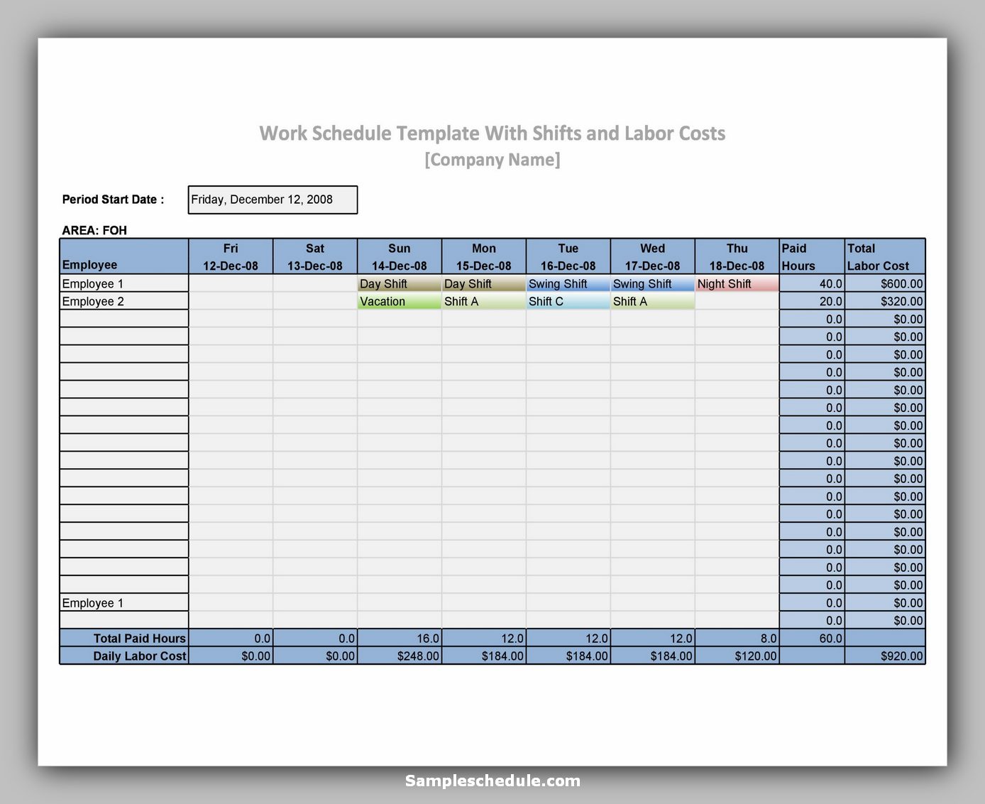 20 Sample Employee Schedule – sample schedule