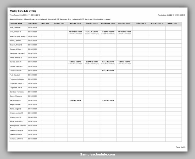 20 Sample Employee Schedule – sample schedule
