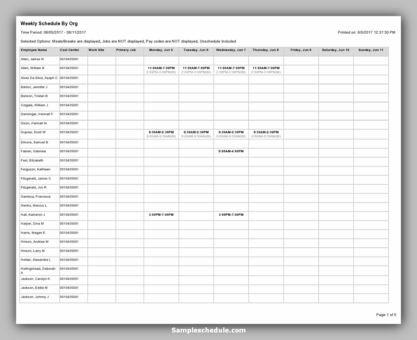 20 Sample Employee Schedule – sample schedule