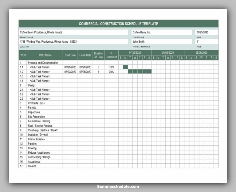 18 Construction Work Schedule Template