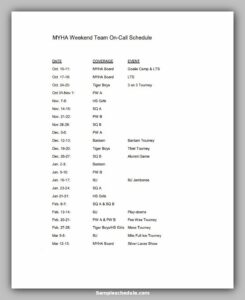 on call schedule template – sample schedule