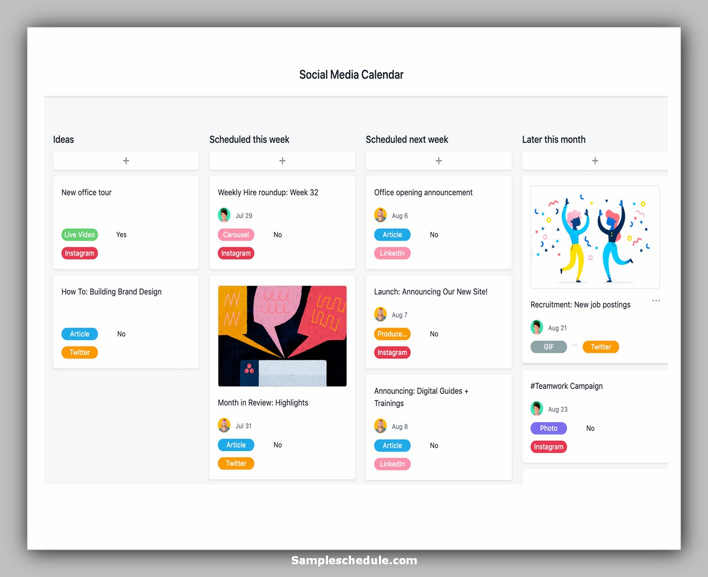 10+ Social Media Schedule Template