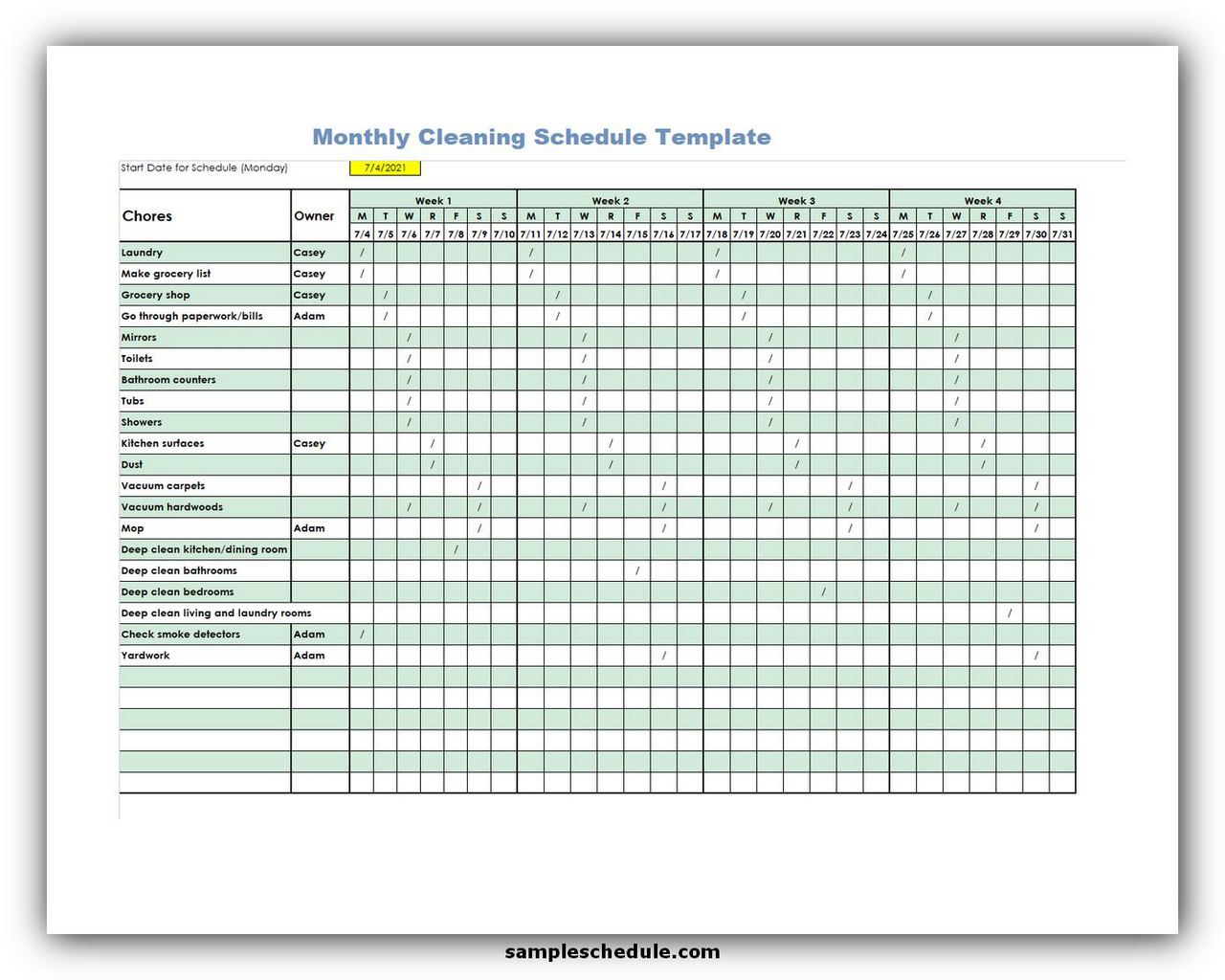 8+ Useful Cleaning Schedule Template - sample schedule 8+ Useful Cleaning Schedule Template - sample schedule