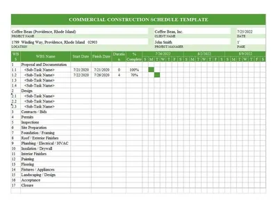 10+ Free Commercial Construction Schedule Template - sample schedule