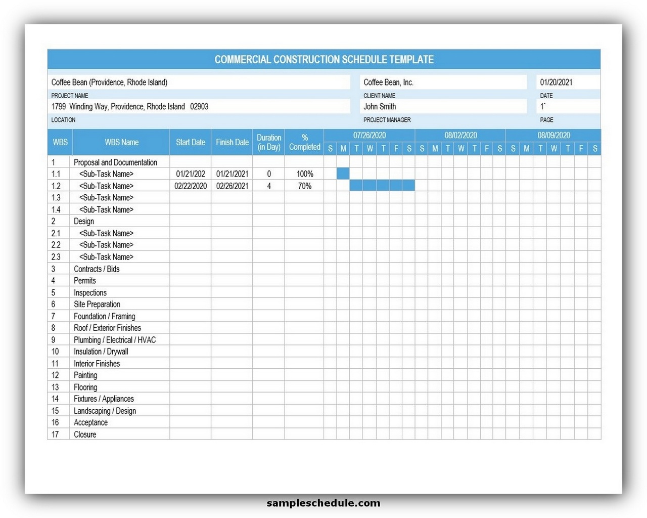 10+ Free Commercial Construction Schedule Template - sample schedule