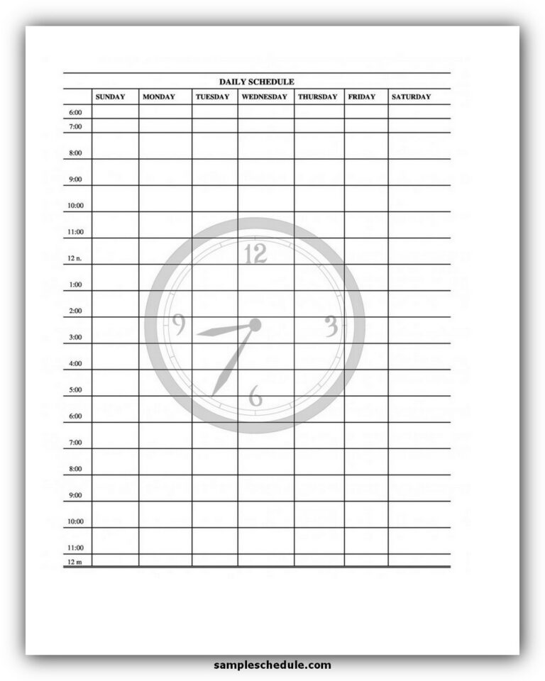 11+ Daily Schedule Template Excel Free – sample schedule