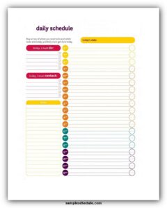11+ Daily Schedule Template Excel Free - sample schedule