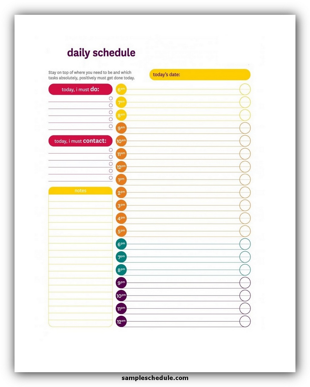 11+ Daily Schedule Template Excel Free - sample schedule