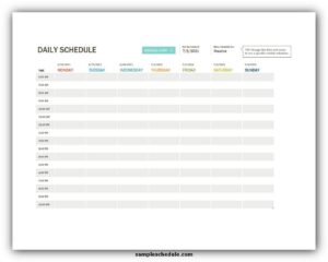 11+ Daily Schedule Template Excel Free - sample schedule