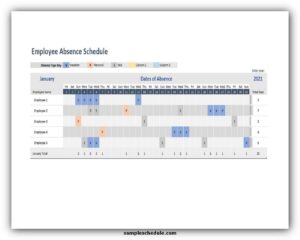 4 Streamlined Employee Absence Schedule - sample schedule