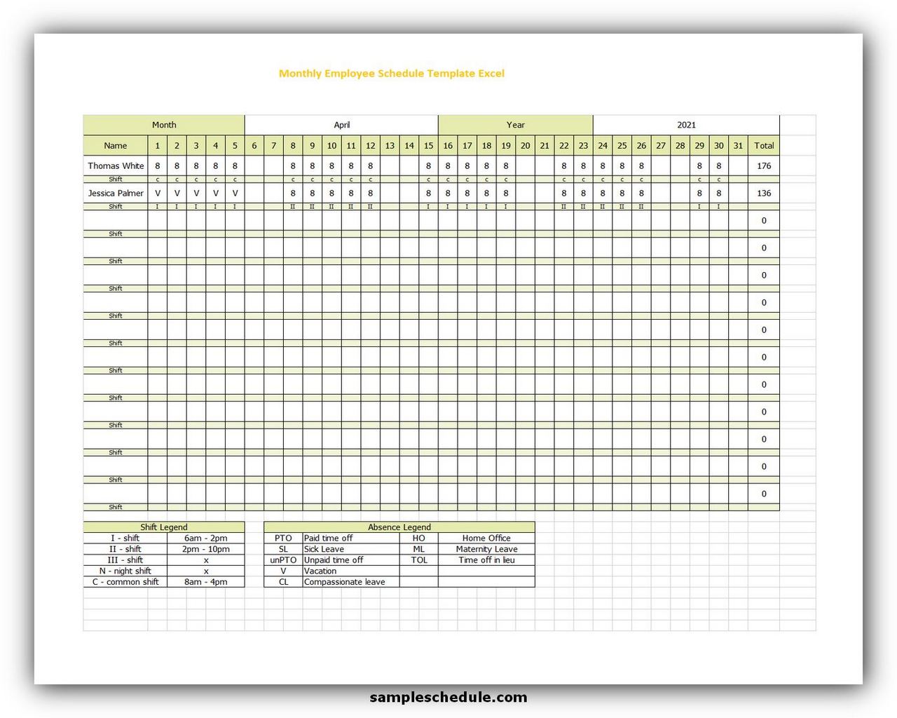 5 Perfect Monthly Employee Schedule Template Excel Sample Schedule