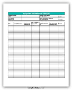 5 Free Equipment Maintenance Schedule Template Excel - sample schedule