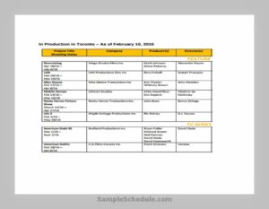 8+ Free Film Production Schedule Example & Template - sample schedule