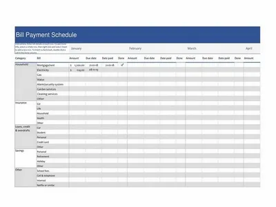 13+ Free Bill Payment Schedule Template Excel - sample schedule