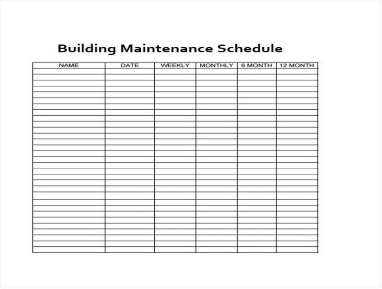 11+ Free Building Maintenance Schedule Template for Building Managers ...