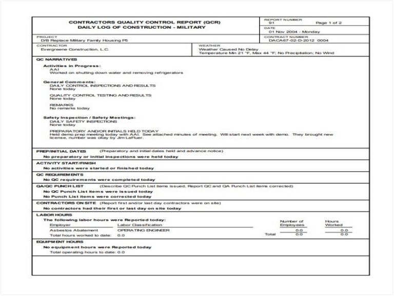 10+ Free Construction Daily Log Template - sample schedule