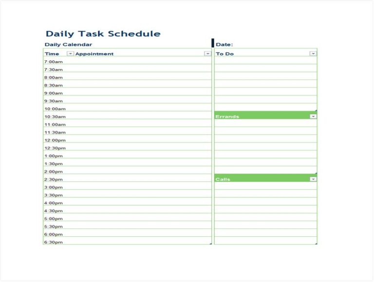 7+ Free Task Scheduler Template - sample schedule