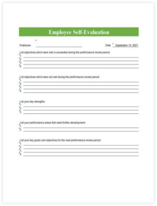 20 Best Examples of Employee Self Evaluation - sample schedule