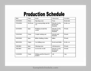 8+ Free Film Production Schedule Example & Template - sample schedule
