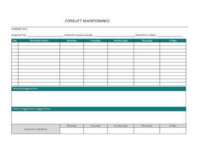 12 Free Forklift Maintenance Schedule Template: Keep Your Forklifts in ...