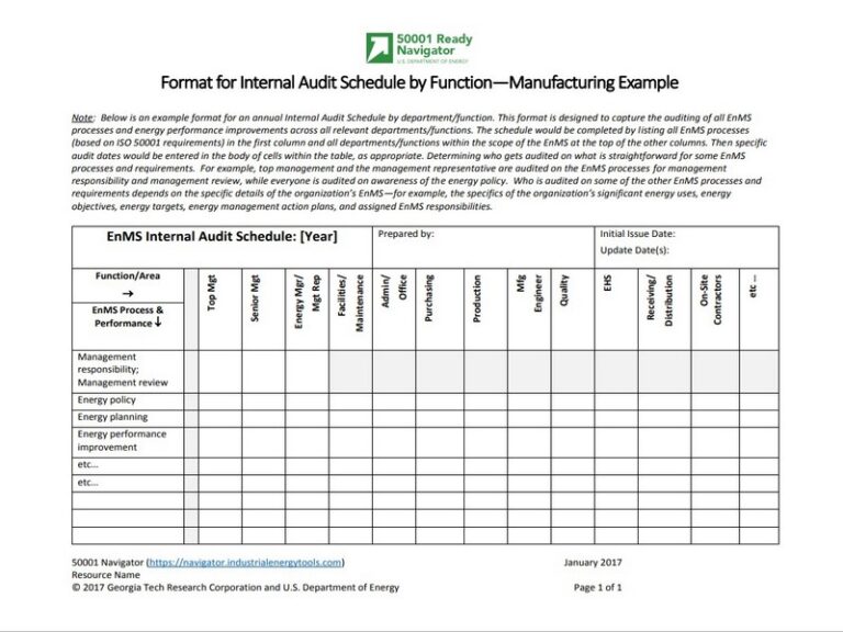 16+ Excellent Audit Schedule Template - sample schedule