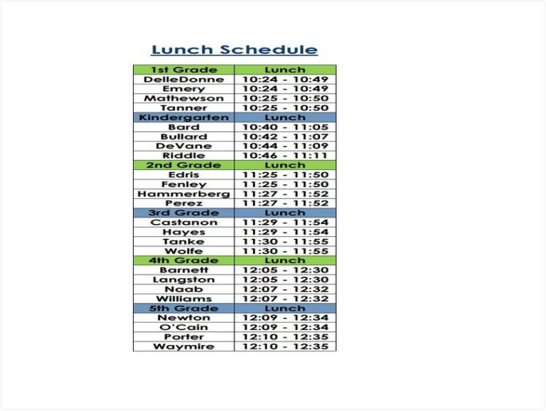 15+ Useful Lunch Schedule Template To Make A Discipline and Healthy ...