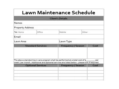 10+ Free Lawn Maintenance Schedule Template - sample schedule