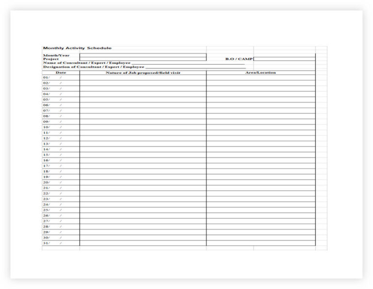 20+ Best Activity Schedule Templates (PDF, Word, Excel) - sample schedule