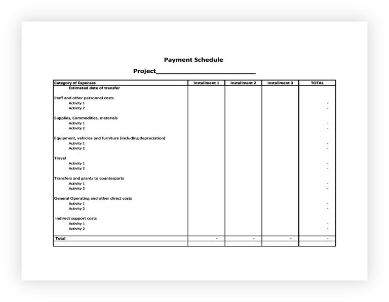 55+ Simple Payment Schedule Template (Word, Excel) – sample schedule