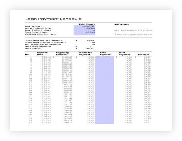 55+ Simple Payment Schedule Template (Word, Excel) - sample schedule